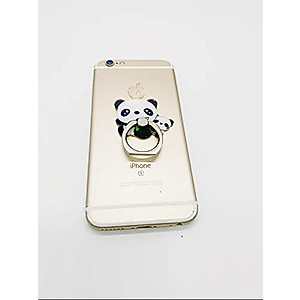 GoldenEL Universal 360 Degree Rotating Finger Ring Stand Holder Kickstand for Cell Phone iPhone or Tablet - Panda (Panda with Baby)