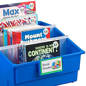 Really Good Stuff 4-Pack Single-Color Picture Book Classroom Library Bins with Dividers