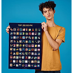 Enno Vatti 100 Anime Scratch Off Poster - Top Animes of All Time (16.5" x 23.4")- Ultimate Bucket List/Cool Anime Stuff- Best Gifts for Anime Lovers, Christmas, Easter, Valentine's Day