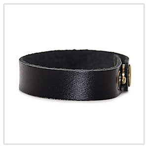 Mgutillart Punk Vintage Alloy Buckle Wristband Leather Cuff Bracelet(Black)