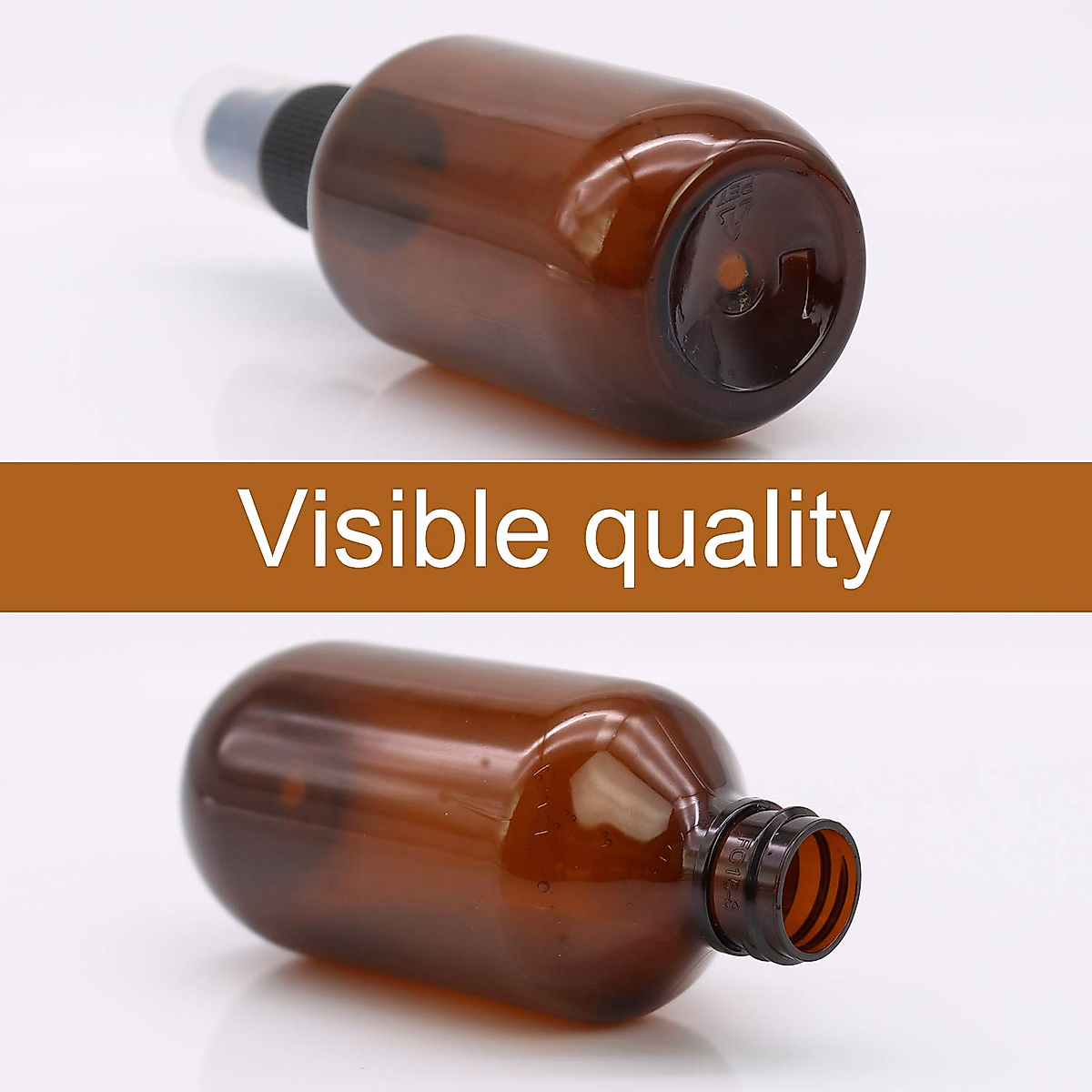 SYNTECSO 48 Pack 2oz Amber Plastic Spray Bottles, Fine Mist Spray Bottles for Essential Oils, Water Spray Bottle for Hair Plant & Cleaning Solution