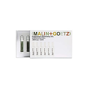 Malin + Goetz Fragrance Discovery Kit, 2 ml Each - Bergamot, Cannabis, Dark Rum, Leather, Strawberry & Vetiver Eau De Parfum - Travel Size Perfume Set, Fragrance Oil Gift Set, Vegan & Cruelty-Free