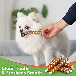 MON2SUN Dog Treats, 5 Inch Chicken Wrapped Rawhide Sticks, Dog Rawhide Twist for Small Dogs, Promotes Dental Health Dog Chew, 10.58oz (13 Count-Pack of 1)