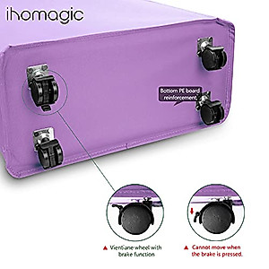 IHOMAGIC 40L Laundry Hamper Collapsible Fabric for Hotel, Freestanding Flexible Laundry Sorter on Wheels - Slim Storage Bag, Decorative Laundry Baskets for Books, Sundries Storage (Purple)