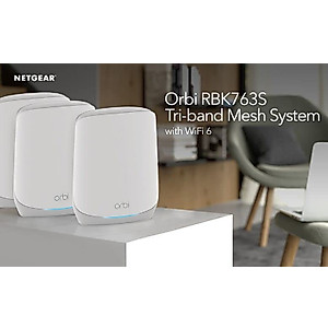 Netgear RBK763S-100NAS Orbi Tri-Band WiFi 6 Mesh System Router + 2 Satellites