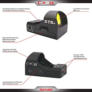 C-MORE Systems STS2 Super Bright 3 MOA Red Dot Sight, Black
