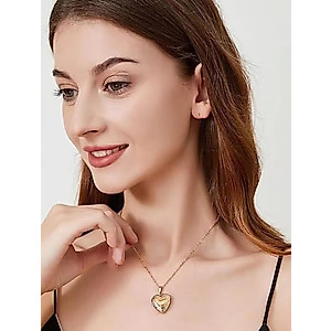 Womens Locket Necklace 18K Gold Photo Necklace Heart Necklace Gold Locket Necklaces for Women