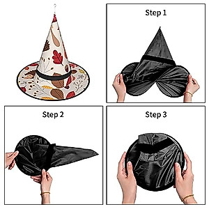 EVANEM Nature Hedgehog 2 Pcs Halloween Witch Hats With Led Lights Halloween Decorations Hat For Women Glowing Witch Hat