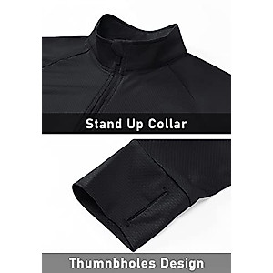 MAGCOMSEN Women's UPF 50+ Lightweight Athletic Jacket Sun Protection Full Zip Long Sleeve Shirts Hiking Outdoor Pockets Black L