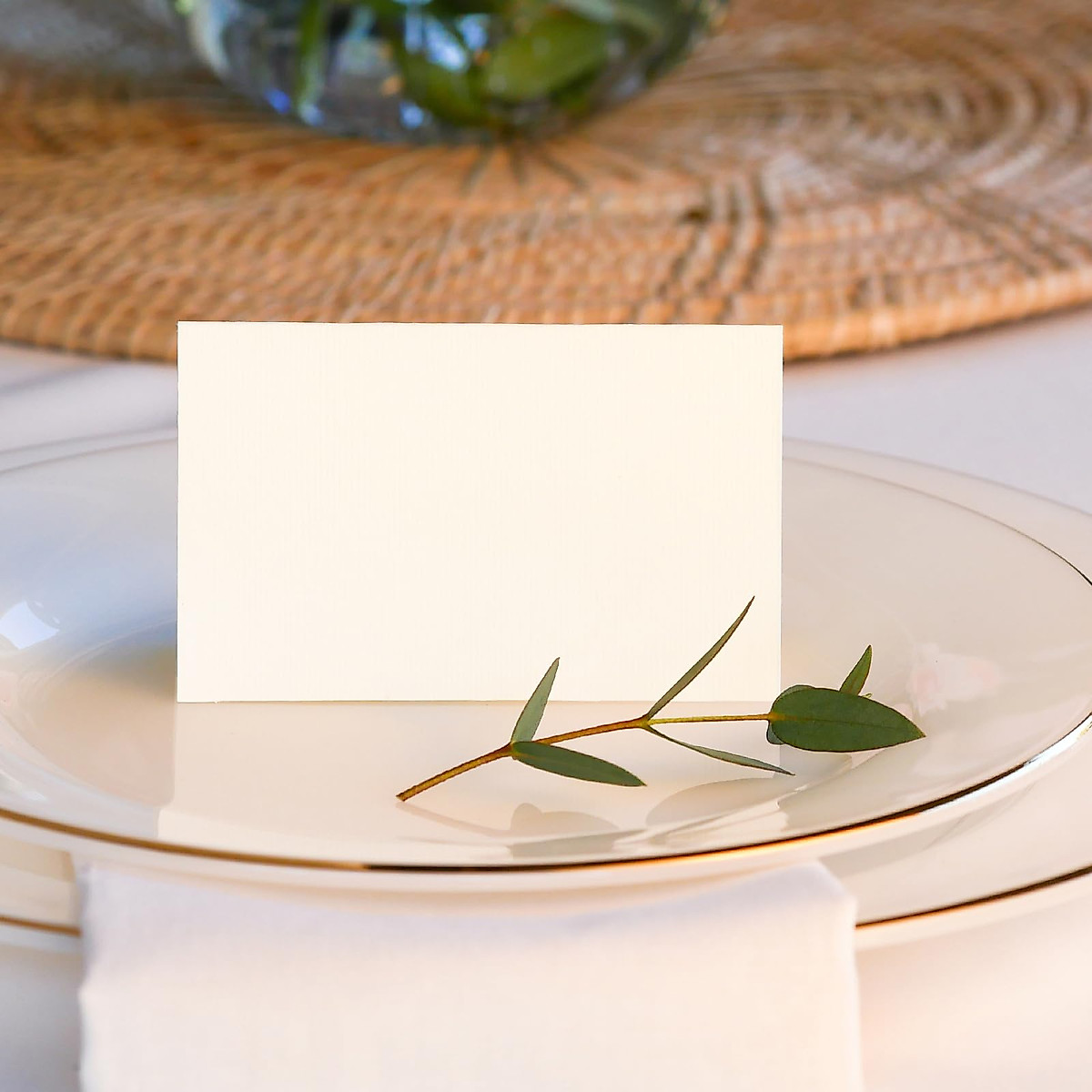 MECCANIXITY 40pcs Place Cards, Line Border Printable Place Name Cards for Table Setting Wedding Dinner Parties Events Reserved Seating, White Silver Dots