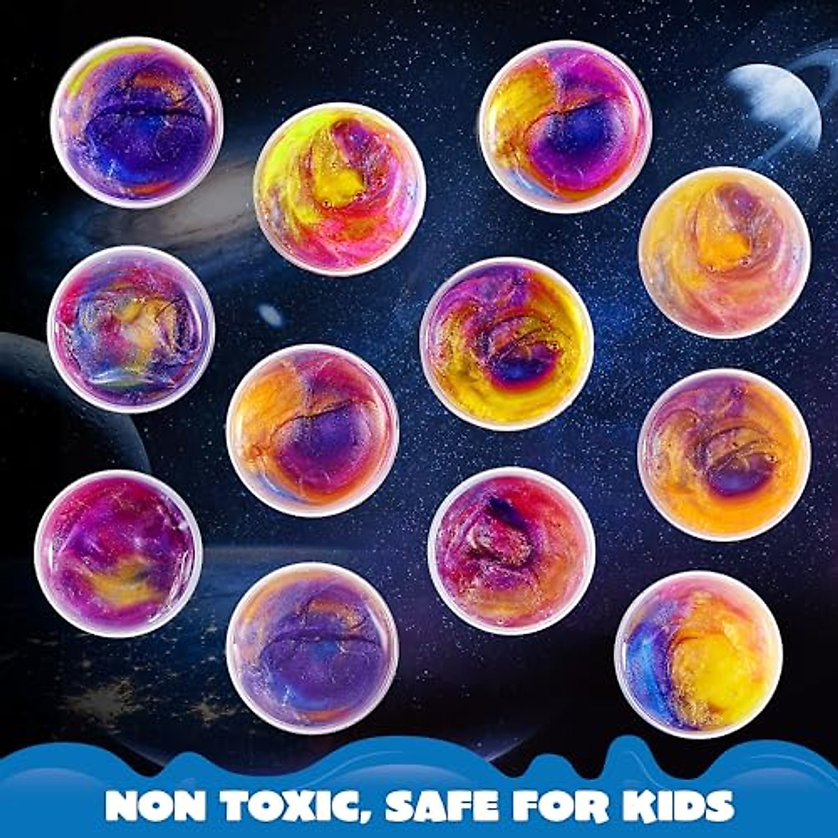 JOYIN Slime Party Favors, 36 Pack Galaxy Slime Ball Party Favors - Stretchy, Non-Sticky, Mess-Free, Stress Relief, and Safe for Girls and Boys - Classroom Reward, Valentine's Day Party Supplies