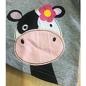 Coralup Little Girls 2-Piece T-Shirt & Pant Set(Cow) S4018(7T,Grey)