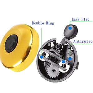 Musment Bicycle Bells, Classic Bicycle Bells, Aluminum Alloy Bicycle Bells, Bicycle Bells with Loud and Clear Sound for Adults and Children (Golden), 0.83inch-0.86inch