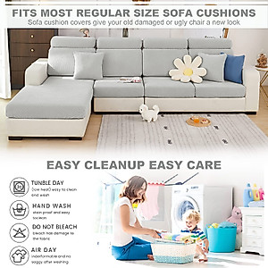 2024 New Wear-Resistant Universal Sofa Cover, Stretch Couch Cushion Slipcovers Replacement, Anti-Slip L Shape Sofa and Chaise Lounge Sofa Slipcover (Weave Light Grey,Chaise Cover)
