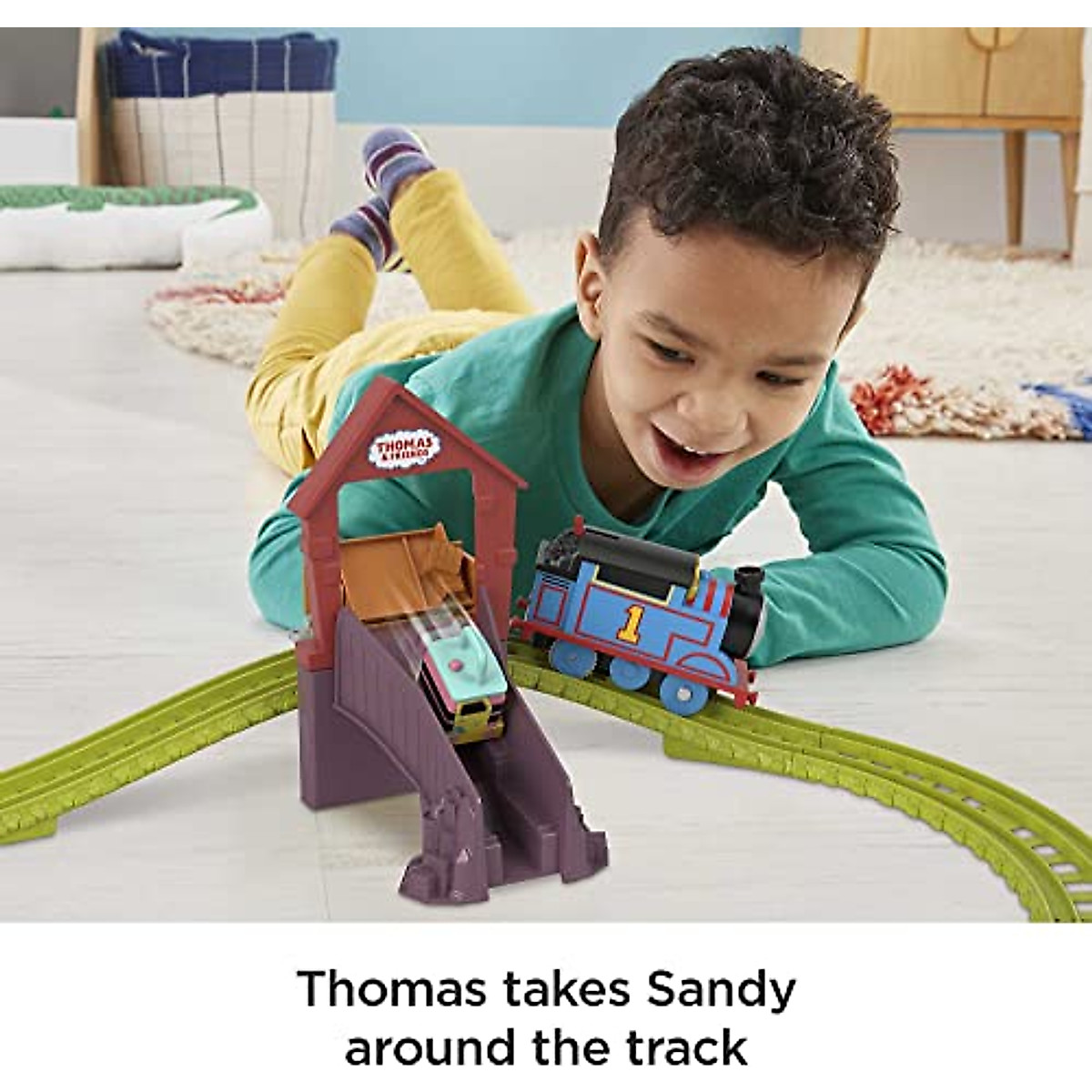 Thomas & Friends Motorized Toy Train Set Fix 'Em Up Friends With Carly The Crane, Sandy The Rail Speeder & Thomas For Ages 3+ Years