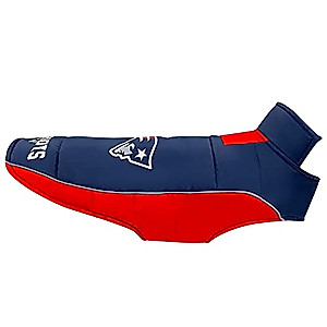 NFL New England Patriots Puffer Vest for Dogs & Cats, Size Medium. Warm, Cozy, and Waterproof Dog Coat, for Small and Large Dogs/Cats. Best NFL Licensed PET Warming Sports Jacket