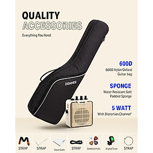 Donner 30 Inch Kids Electric Guitar Beginner Kits ST Style Mini Electric Guitar for Boys Girls with Amp, 600D Bag, Tuner, Picks, Cable, Strap, Extra Strings, DSJ-100, Red