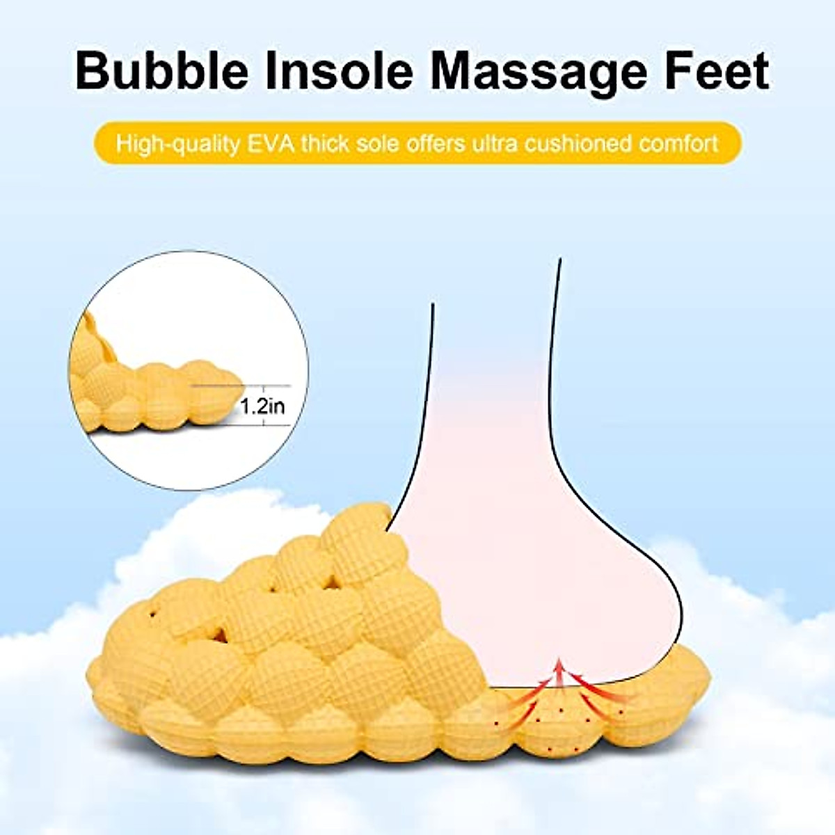 Cubufly Kids Bubble Slides Golf Ball Slipper Boy Girl Thick Sole Massage Bubble Shoes Funny House Yard Shower Slippers Yellow