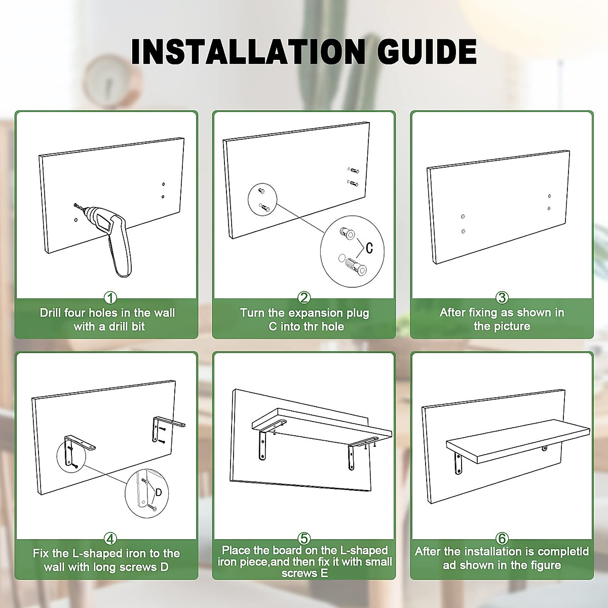 RICHER HOUSE Floating Shelves for Wall Décor, Rustic Wood Wall Shelves for Bedroom Set of 5, Farmhouse Floating Shelf for Bathroom, Hanging Shelves for Storage, Wall Mounted Shelves – Grey