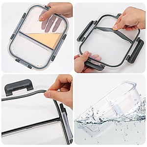 Moretoes 8pack Glass Meal Prep Containers, Glass Food Storage Container with Lid, Glass Lunch Containers with Compartments Leak-proof, for Microwave, Oven, Freezer, Dishwasher