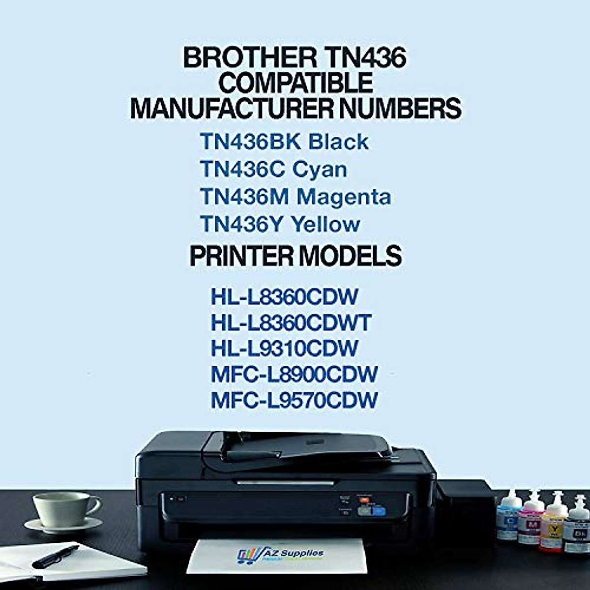 AZ Supplies Compatible Toner Cartridge Set Replacement for BROTHER TN436M TN436Y TN436C TN436BK HL-L8360CDW-L8360CDWT-L9310CDW MFC-L8900CDW-L9570CDW (SUPER HIGH YIELD BLACK MAGENTA CYAN YELLOW - 4 PK)