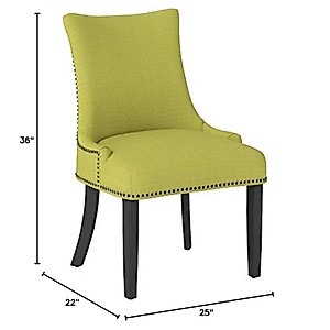 Modway Marquis Modern Elegant Upholstered Fabric Parsons Dining Side Chair with Nailhead Trim and Wood Legs, Set of 2, Wheatgrass