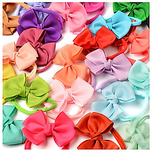 40 Pieces Baby Girls Headbands Nylon Hairband Grosgrain Ribbon Hair Bows Handmade Hair Accessories for Newborn Infant Toddler Kids