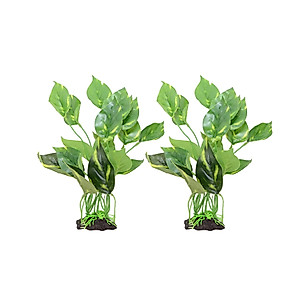 CNZ® 10" Aquarium Fish Tank Green Lifelike Underwater Plastic Plant, 2-Pack