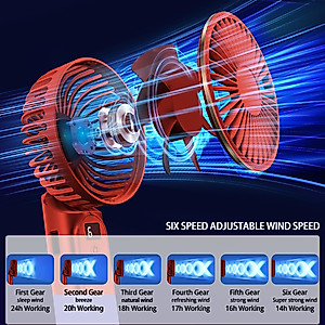 Handheld Fan, Portable Fan, 4000mAh USB Rechargeable Personal Fan, 180° Foldable Mini Desk Fan, 6 Wind Speed, LCD Digital Display, Lanyard as Neck Fan, Ultra Quiet, Pocket Size for Indoor Outdoor
