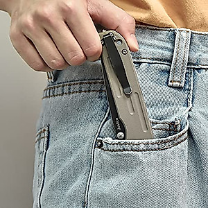 Kizer Justice, EDC Folding Knife Black N690 Blade and Desert G10 Handle with Clip pocket knives for men -V4543N2