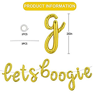 Gold Lets Boogie Balloons Banner,16 Inch Lowercase Gold Foil Helium Sign for 1980s Back to 70's 80's 90's Disco Themed Disco Fever Party or Birthday Party Supply
