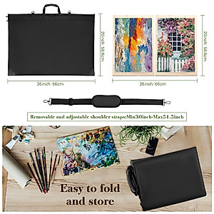 Alpinista Art Portfolio Bag,20 x 26 inches Waterproof Art Work Portfolio Case with Detachable Shoulder Strap for Artwork Organization, Black
