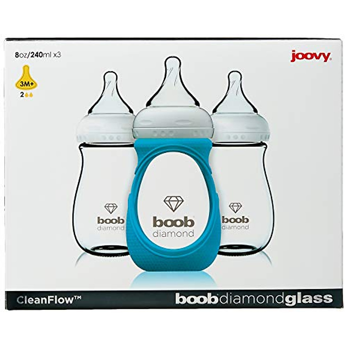 JOOVY Boob Diamond 8 Ounce 3 Piece with Turq Sleeve, 1.44 Pounds