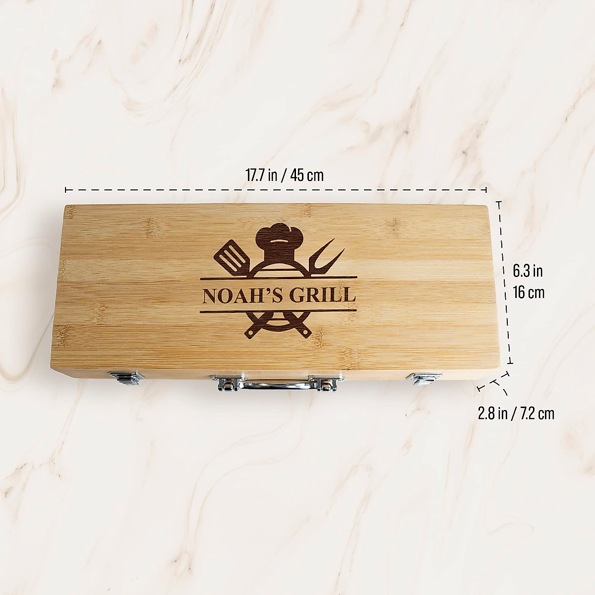 Personalized BBQ set box for men, custom engraved name outdoor cooking barbecue master grilling utensil accessories kit for dad & husband, father’s day gift (Customized)