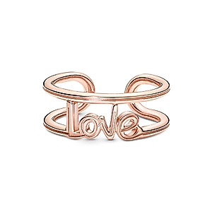 Pandora ME Love Open Ring - Stackable Rose Gold Ring for Women - 14k Rose Gold-Plated Rose - Size 6