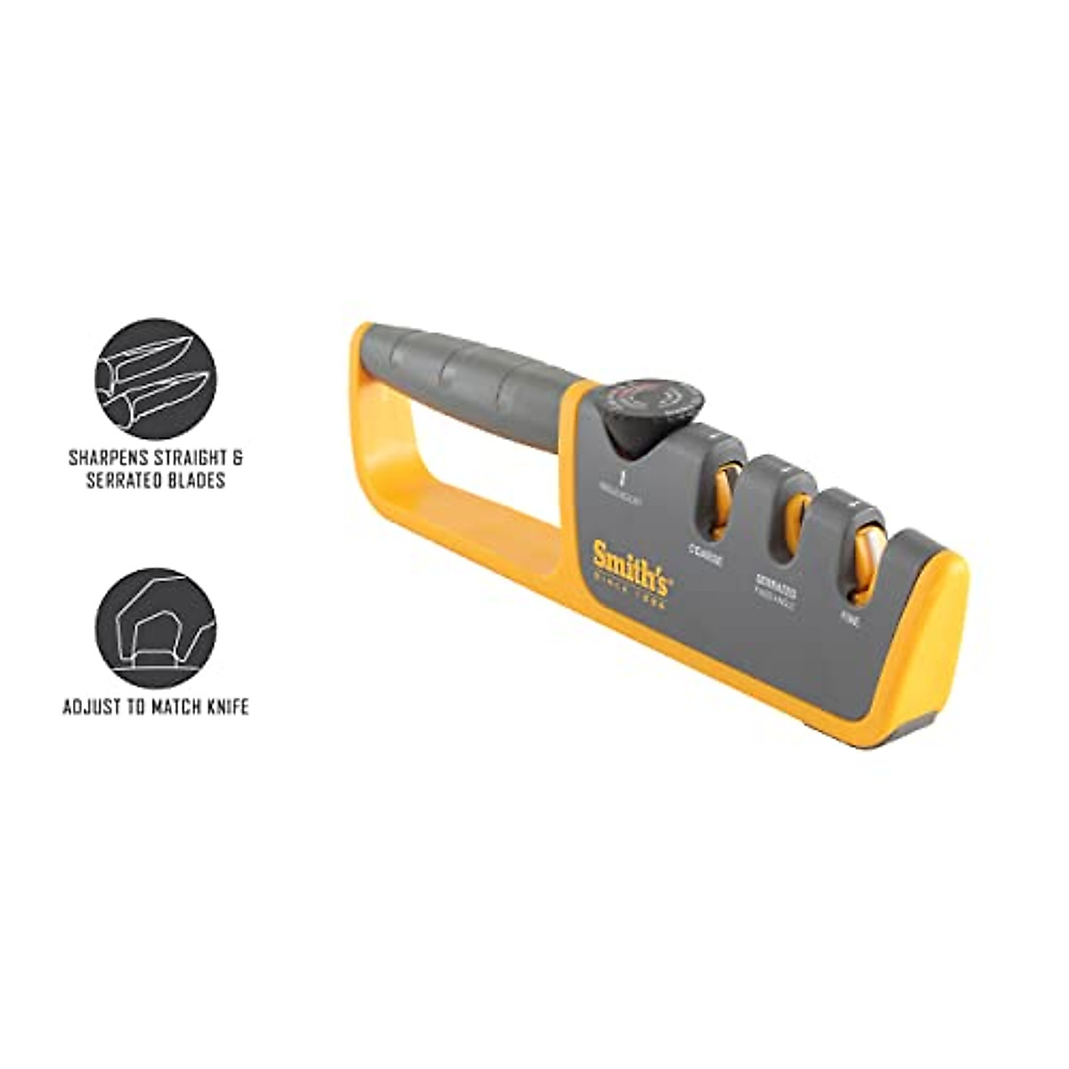 Smith's 50264 Adjustable Manual Knife Sharpener Grey/Yellow