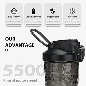 FANS-ONE-Electric-Protein-Shaker-Bottle - Shaker Bottles for Protein Mixes,24 oz Shaker Cups for Protein Shakes Built-in Fast USB-C Charging and Ambient Light for Gym Lovers(Black)