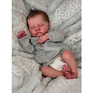 RXDOLL Sleeping Reborn Baby Dolls Silicone Vinyl Full Body Boy 19 inch Realistic Newborn Baby Dolls That Look Real Lifelike Reborn Babies Weighted Gifts Set for Kids Boys Girls