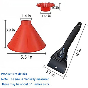 Zqilin 4 Magical ice scrapers - Round Windshield ice Wiper, Funnel Snow Remover, 2Pcs snowless Scraper with Ergonomic Handle, 6 Pieces in Total.