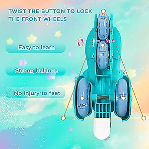 MammyGol Roller Skates for Girls Kids, 4 Size Adjustable Rainbow Quad Skates with All Light Up Wheels for Toddlers Boys Outdoor Indoor