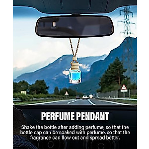 ESEWALAS 5Pcs Hanging Car Air Freshener,8ml Car Hanging Diffuser,Empty Glass Perfume Bottles Oil Diffuser Perfume Aromatherapy Pendant Bottle,Air Freshener Diffuser Bottle Pendant