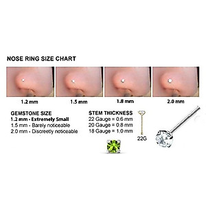 L & L Nation Clear Cz 925 Sterling Silver Nose Ring with 1.2mm Prong Setting Straight Ended Cz - 1/2" Long 10 Piece Lot