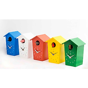 KOOKOO AnimalHouse white, small cuckoo clock with 5 farm animals sounds (natural field recordings)