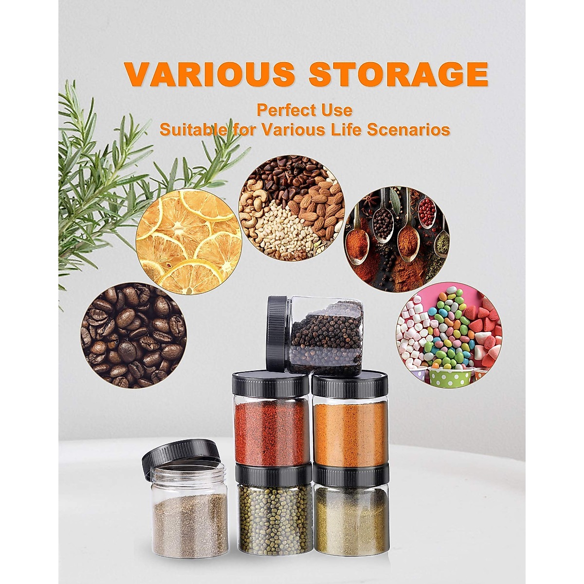 Plastic Jars With Lids Slime Containers 8oz-30 Pack-Leakproof Round Plastic Containers for Kitchen Pantry-Ideal For Home Storage-With 30 Chalkboard Stickers