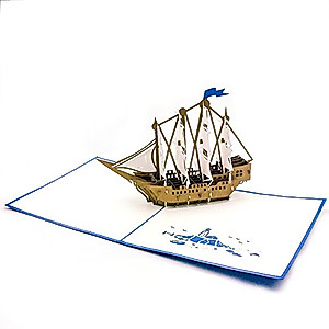 Liif Set Sail Ship 3D Greeting Fathers Day Pop Up Card For All Occasions, Congratulations, Fathers Day Card, Graduations, Retirement Card, Get Well