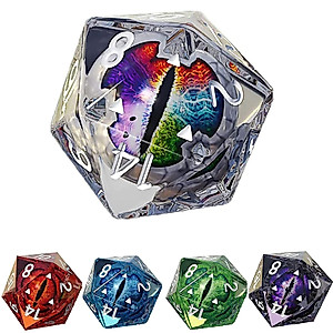 Dragon Eye Dice - The Chromatic Dragon Collection,Mini Crystal Dice，Resin Dragon Eye Dice Set,Colorful Polygonal Dice,Shinny Polyhedral Dice Set Filled With Eyeball,For Role Playing Dice Games (White)
