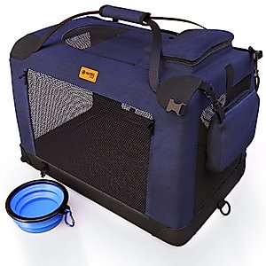 PETPROVED Dog Travel Crate Dog Carrier Cat Carrier Large Pet Carrier for Medium Dogs Puppy Carrier Soft Fabric Dog Car Crate Collapsible for Car (Small)