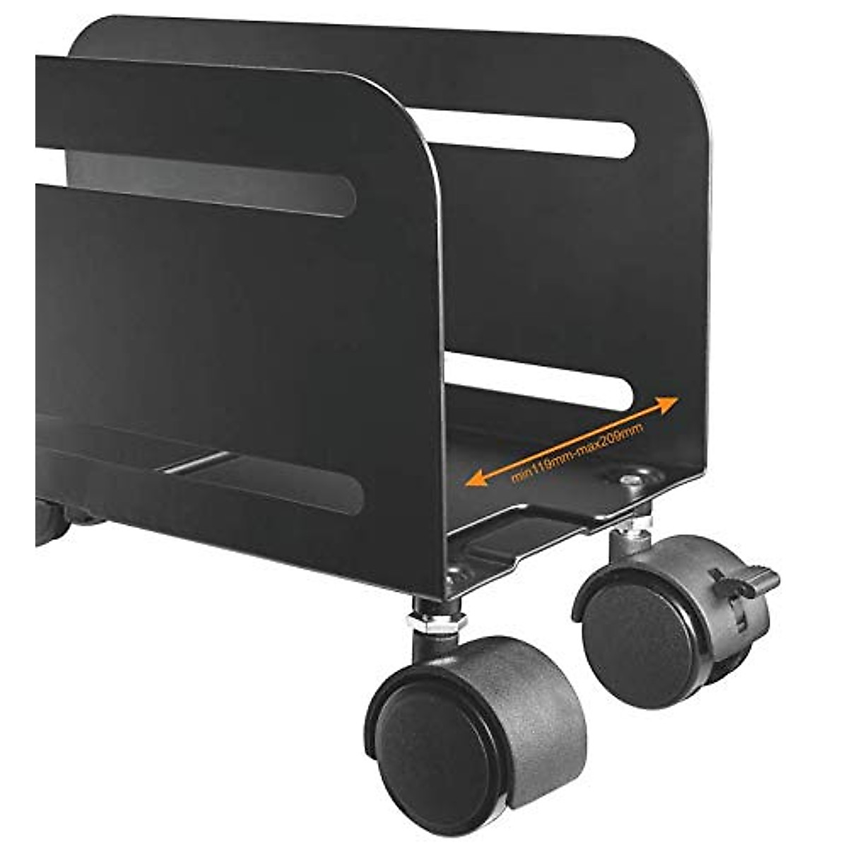 Mount Plus MP-CPB-4 2 Pack Black Computer Tower Desktop ATX-Case, CPU Steel Rolling Stand, Adjustable Mobile Cart Holder with Locking Caster Wheels (2 Pack Cart)