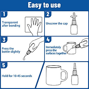 Super Glue, Aukfa Cyanoacrylate Adhesive Strong Bonding and Fast-Drying Glue for Your Repair Needs, Cyanoacrylate All-Purpose Repair Glue for Home Ceramic, Plastic, Glass, Wood, DIY Craft