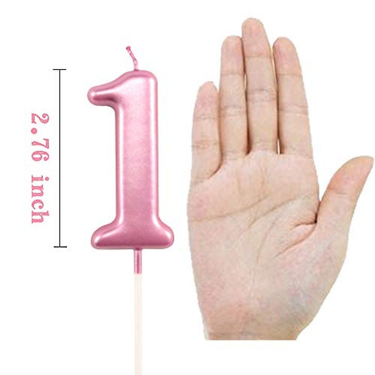 1st Birthday Candle First Year Pink Happy Birthday Number One Candles for Cake Topper Decoration for Party Kids Adults Numeral 1 10 100 11 21 16 14 12 18 13 11 91